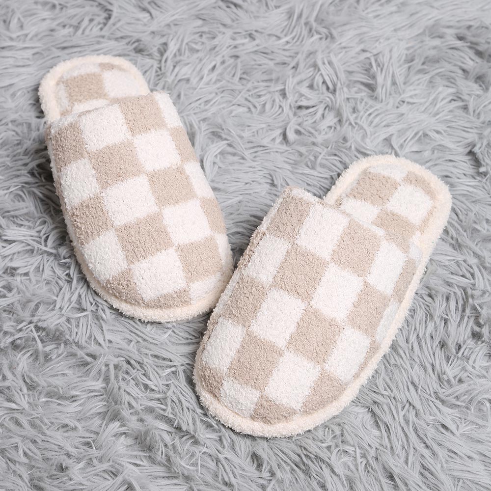 Cream Checker Slippers – Lavish Lust